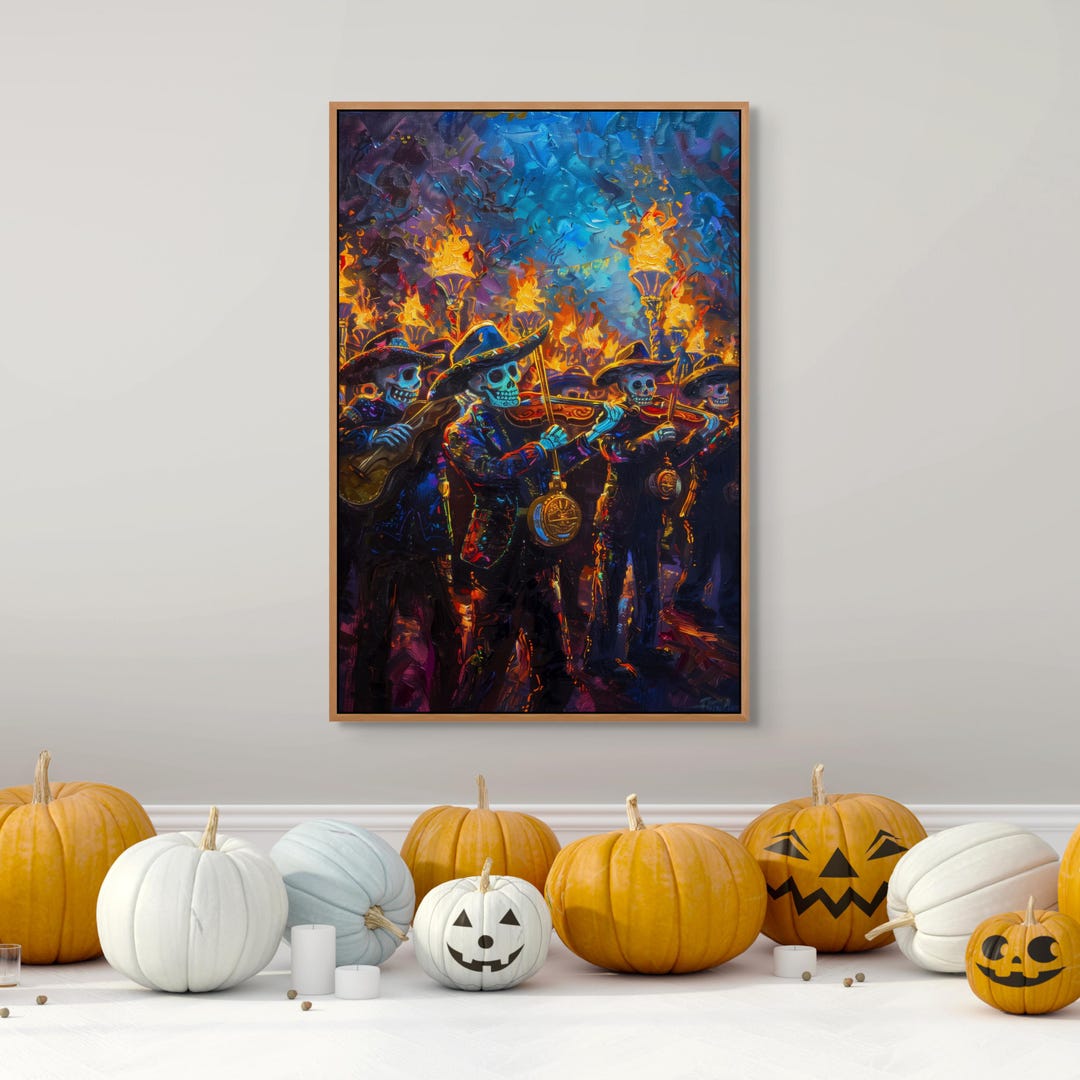 Day of the Dead Mariachi Skeleton Canvas Art – Mexican Folk Decor - Etsy