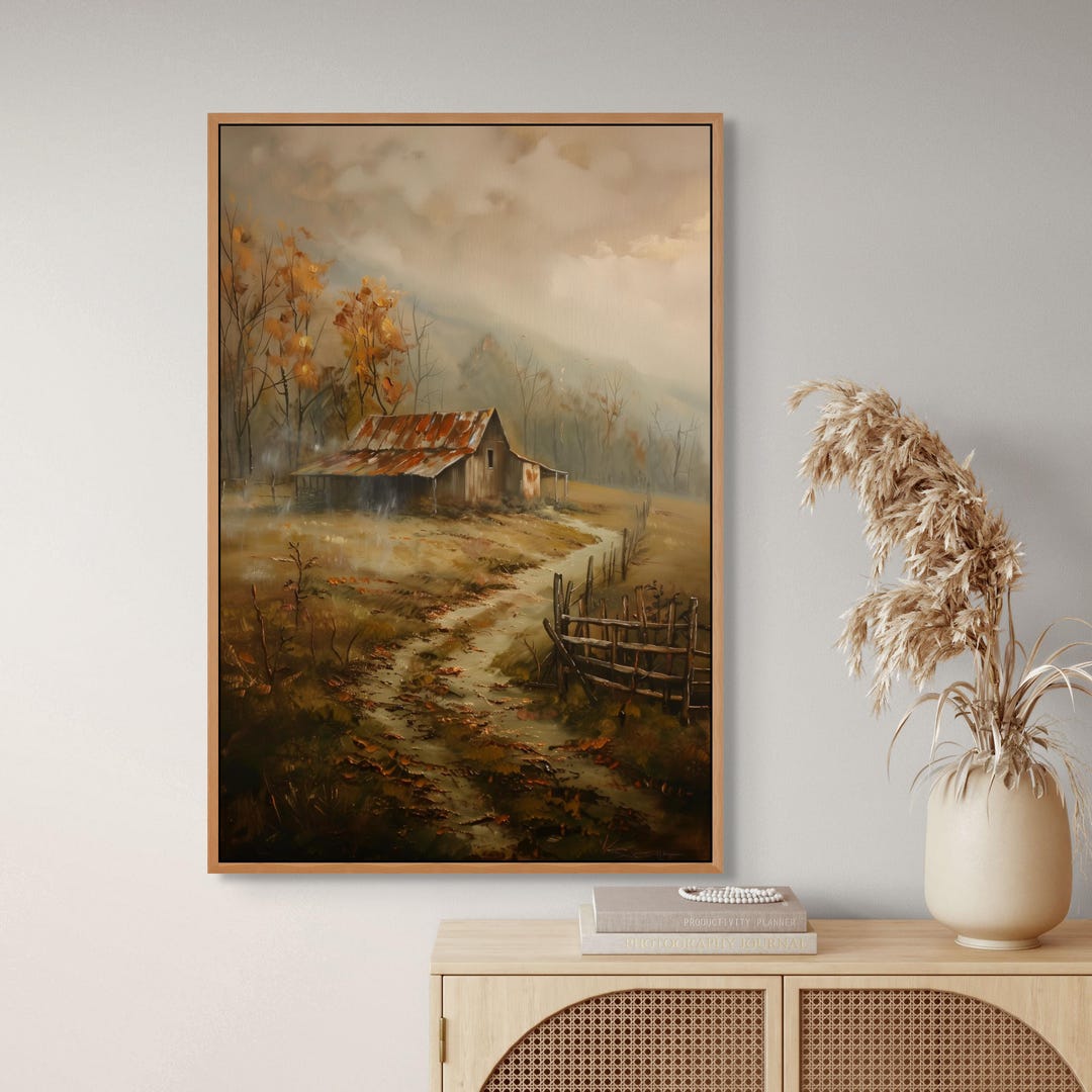 Weathered Barn Canvas Print – Rustic Farmhouse Wall Art With Autumn ...