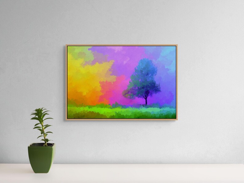 Rainbow Tree Canvas Wall Art – Colorful Abstract Print for Living Room ...