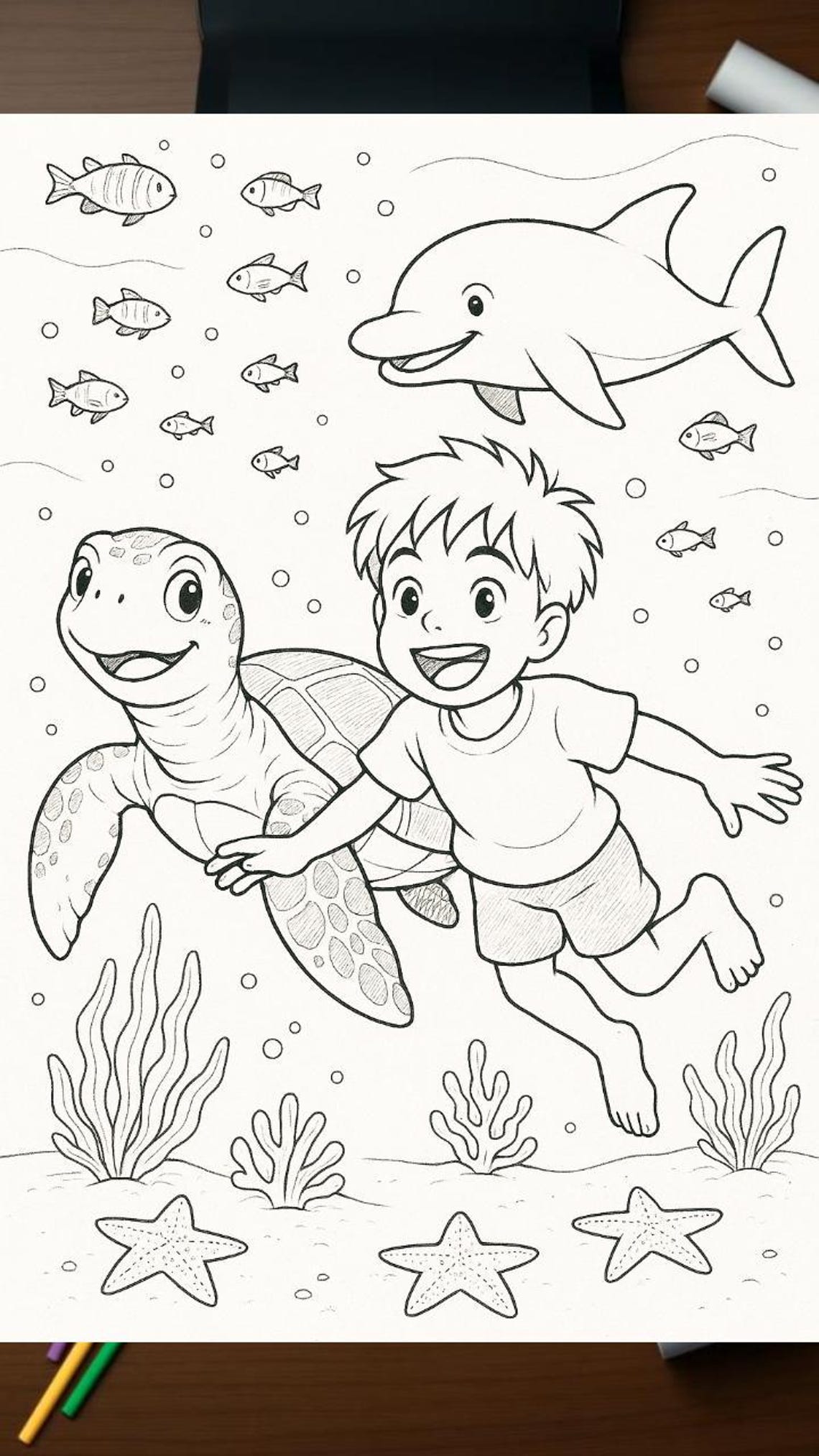 Underwater Adventure Coloring Page – Ocean Kids Printable – Sea Animals ...