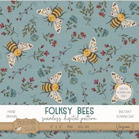 Blue Bees | SEAMLESS FILE - Etsy