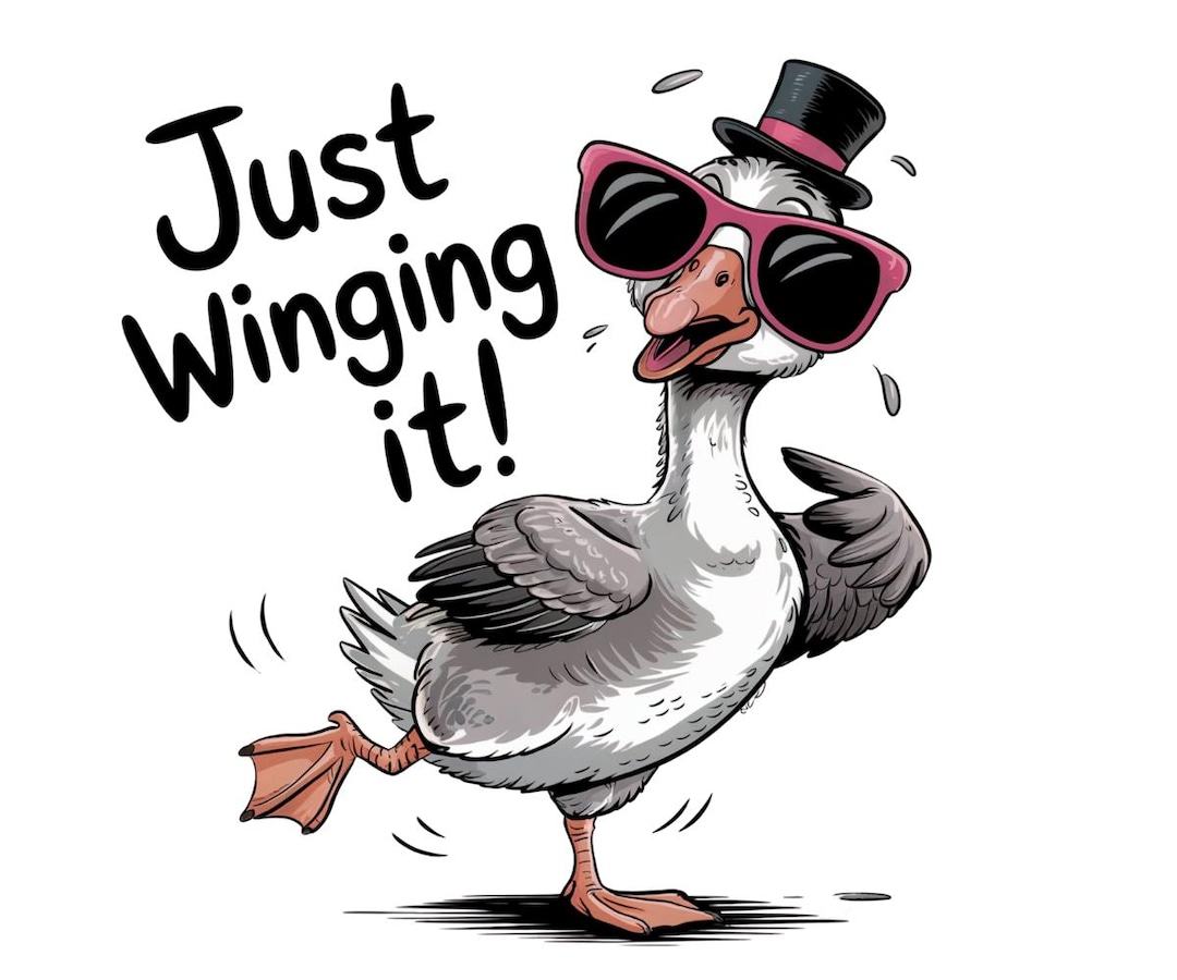 Goose Winging It Sticker – Funny Goose Sticker, Cute Animal Vinyl Decal ...