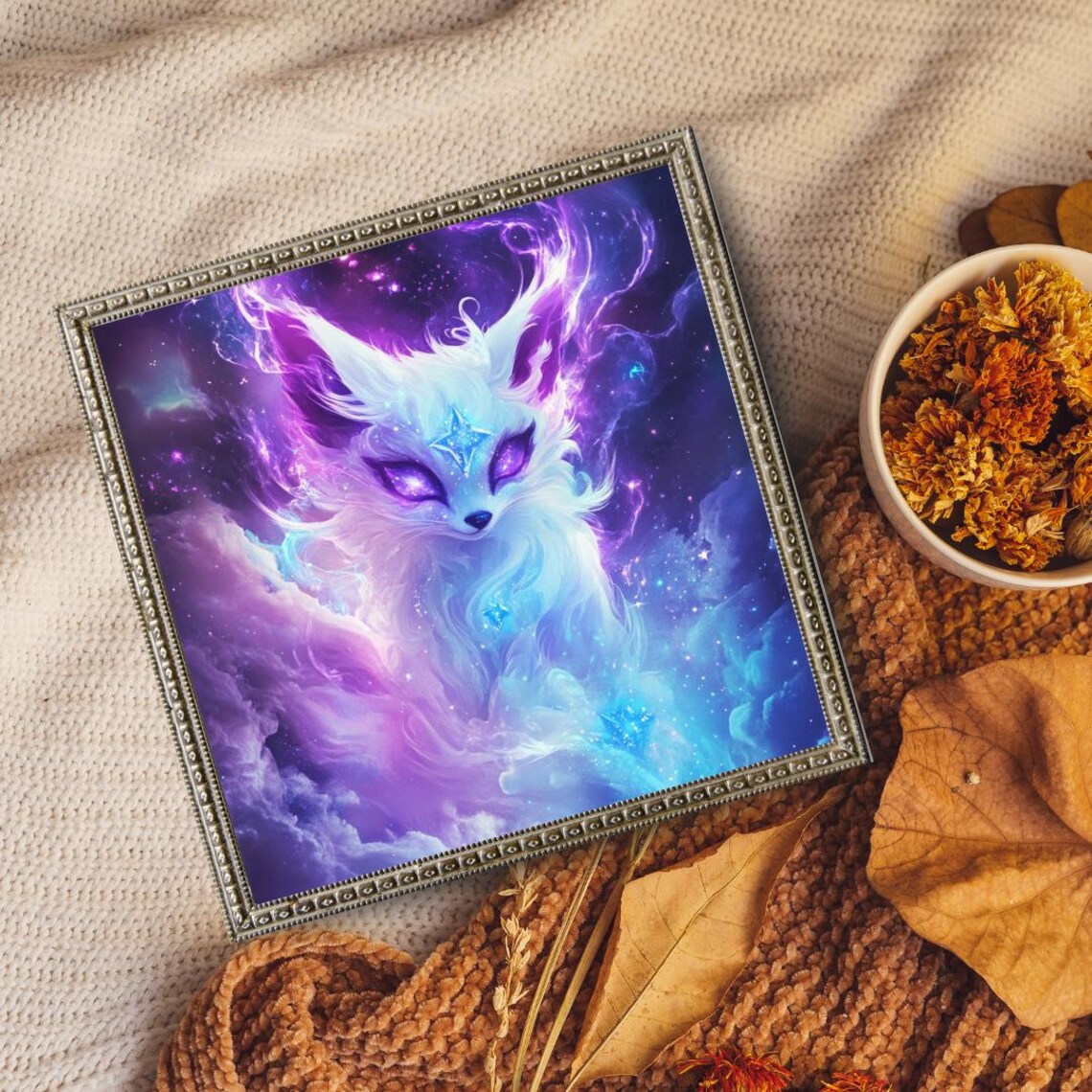 Stellara – Celestial Fox Spirit in the Nebula Realm | Fantasy Animal ...