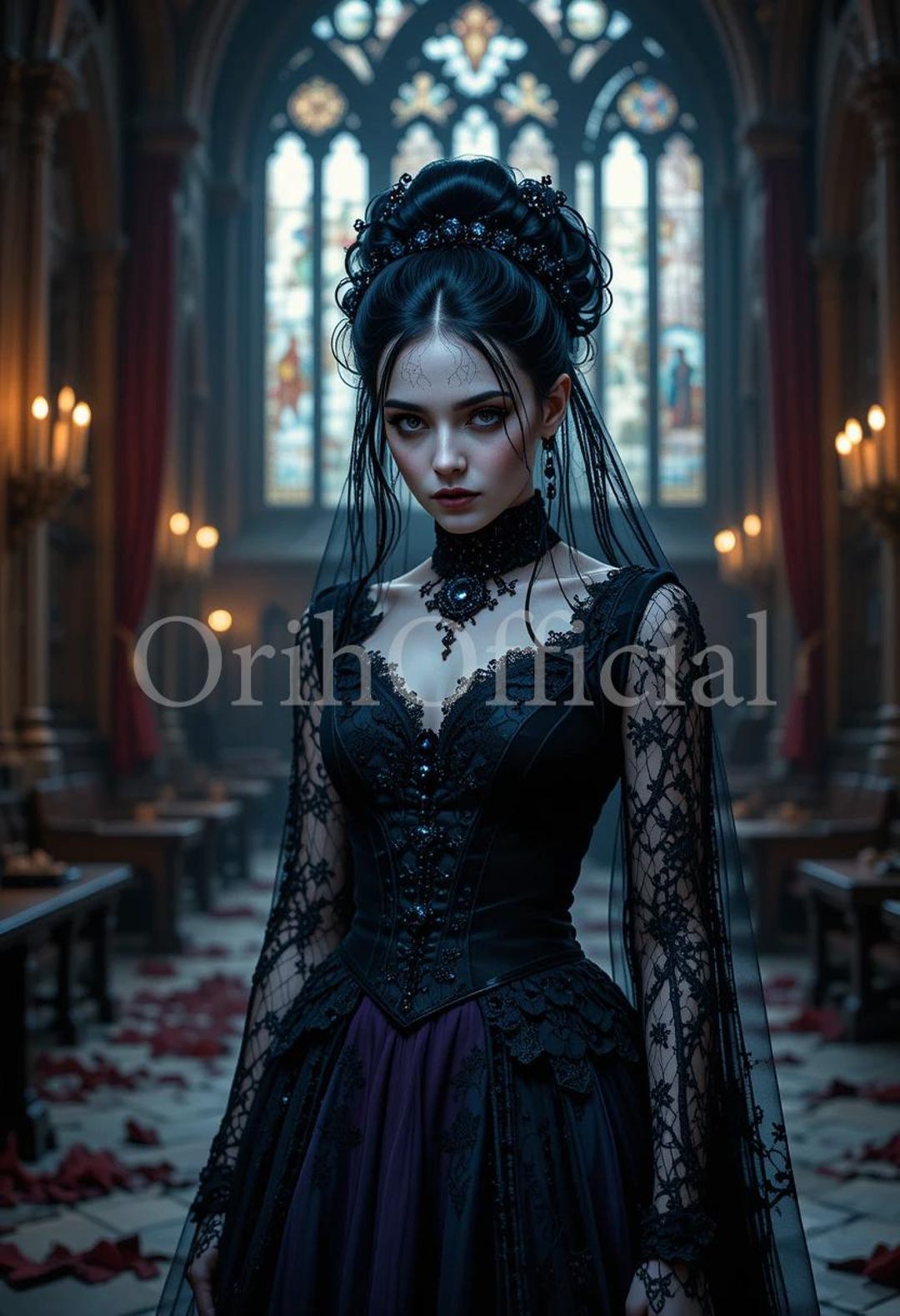 The Veiled Widow – Gothic Witch Portrait Digital Wall Art | Dark ...