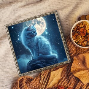 Moonlight Cat | Mystical Celestial Feline Under Full Moon – Fantasy ...