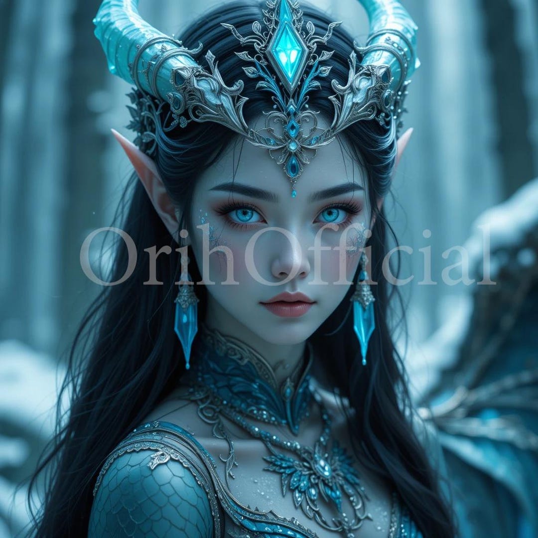 Dark Ice Queen – Fantasy Portrait | Mystical Digital Wall Art - Etsy