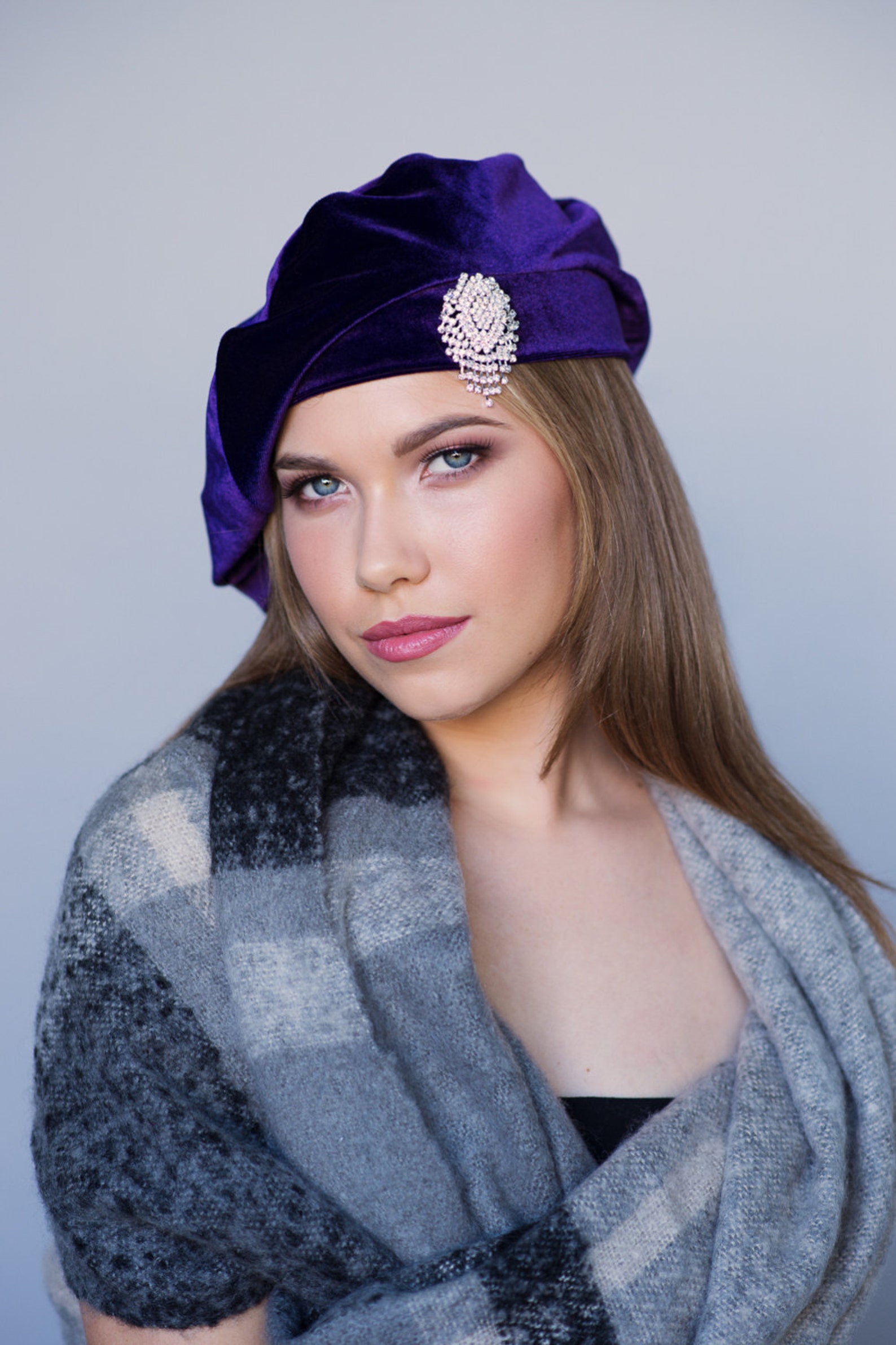 Oversize 13 Inch Beret Purple Velvet Beret French Beret - Etsy