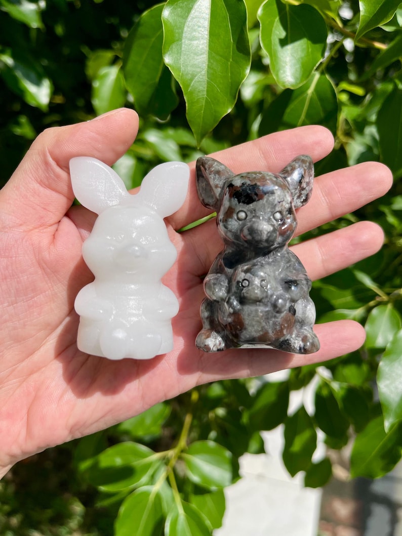 Crystal Koala and Rabbit Carving, Stone Animal Figurines, Healing ...