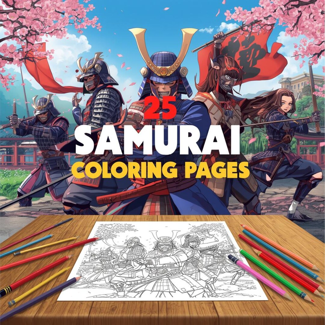 25 Samurai Coloring Pages, Japanese Warrior Coloring Book PDF ...
