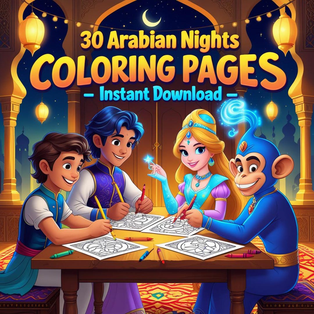 Enchanted Magic Lamp Coloring Pages - 30 Arabian Nights Printable ...