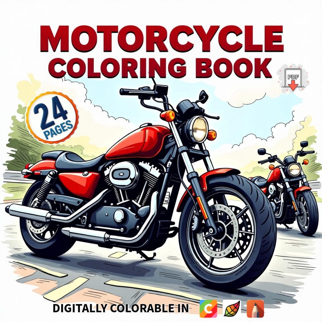 Motorcycle Coloring Pages PDF for Kids and Adults | 24 Printable Bikes ...