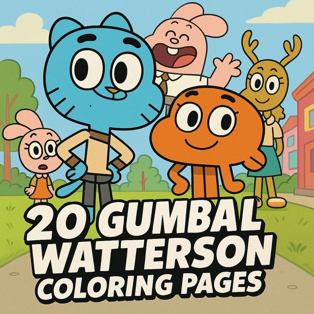 Gumball Coloring Book: 20 Printable Cartoon Pages (digital Download) - Etsy