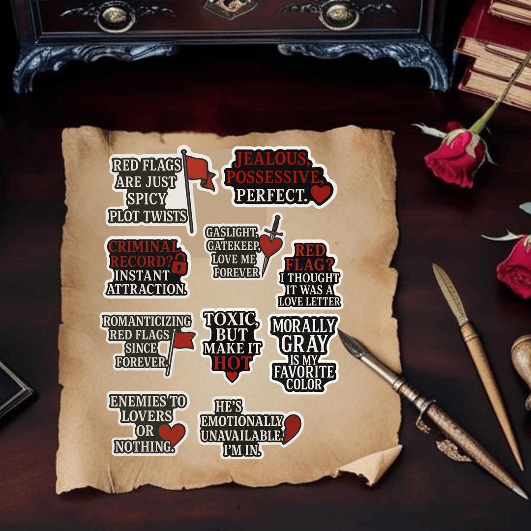 Red Flags Volume 1 Digital Sticker Sheet |dark Romance Stickers ...