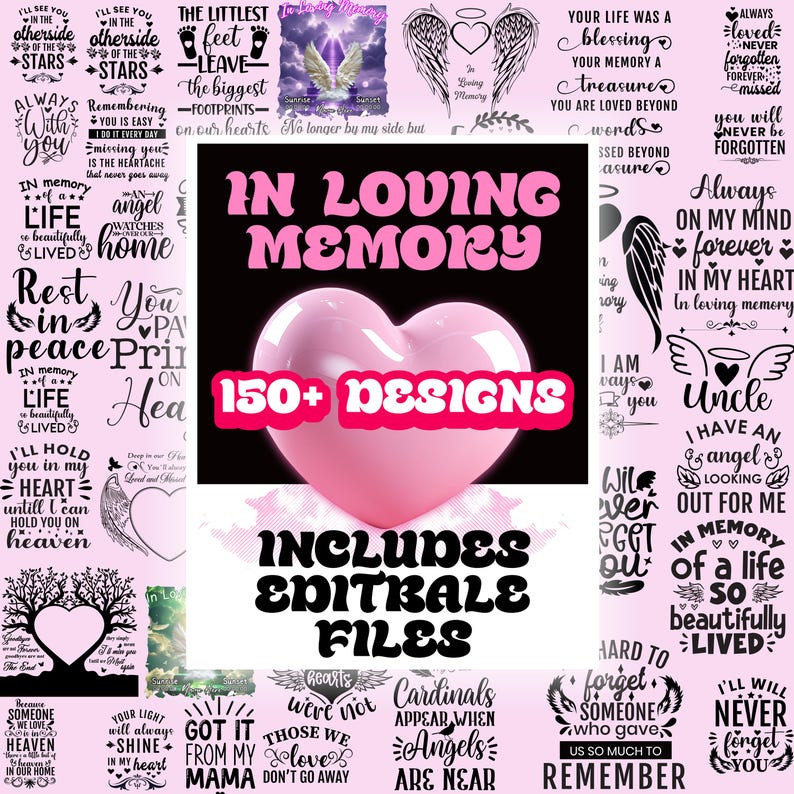 In Loving Memory Design Bundle: Memorial PNG SVG Canva Template - Etsy