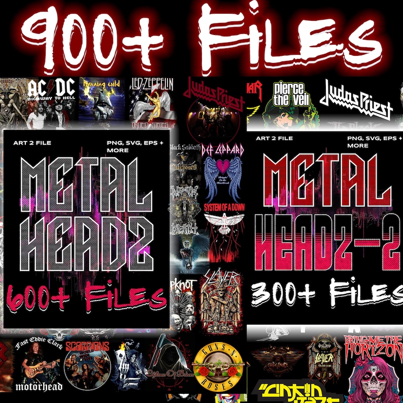 900+ Metal Band Combo Pack Bundle, Design for DTF Sublimation, Your Own ...