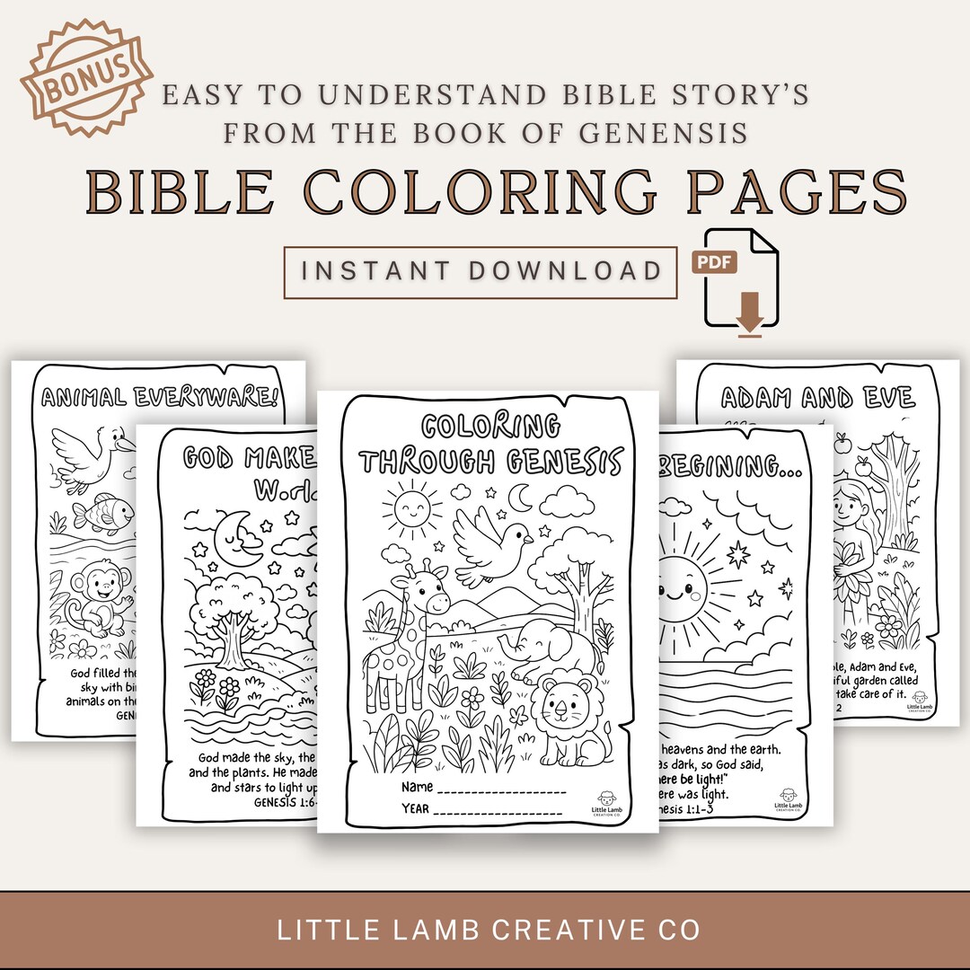 Genesis Bible Coloring Book, Bible Verse Coloring Pages, Bible Story ...