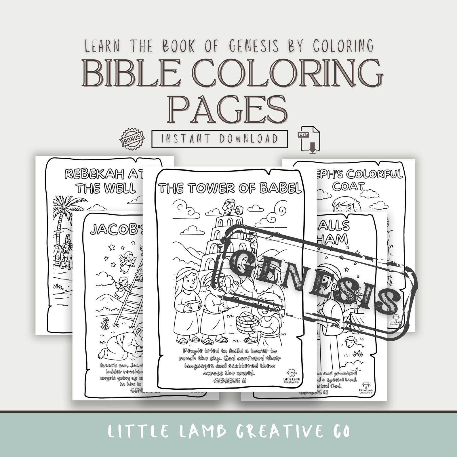 Genesis Bible Story Coloring Book for Kids & Adults, Christian ...