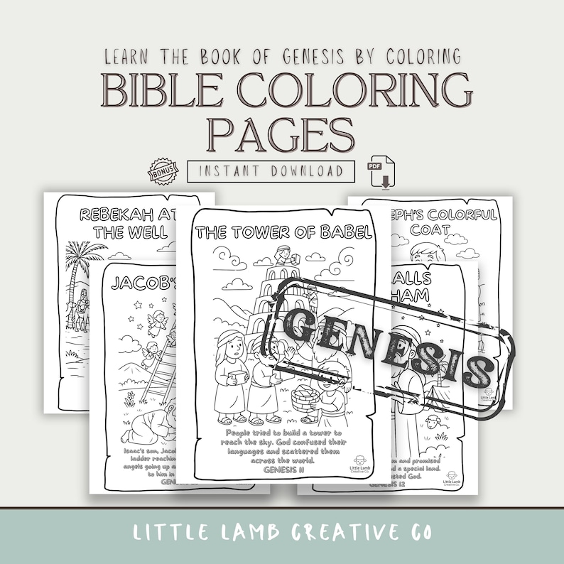 Genesis Bible Story Coloring Book for Kids & Adults, Christian ...