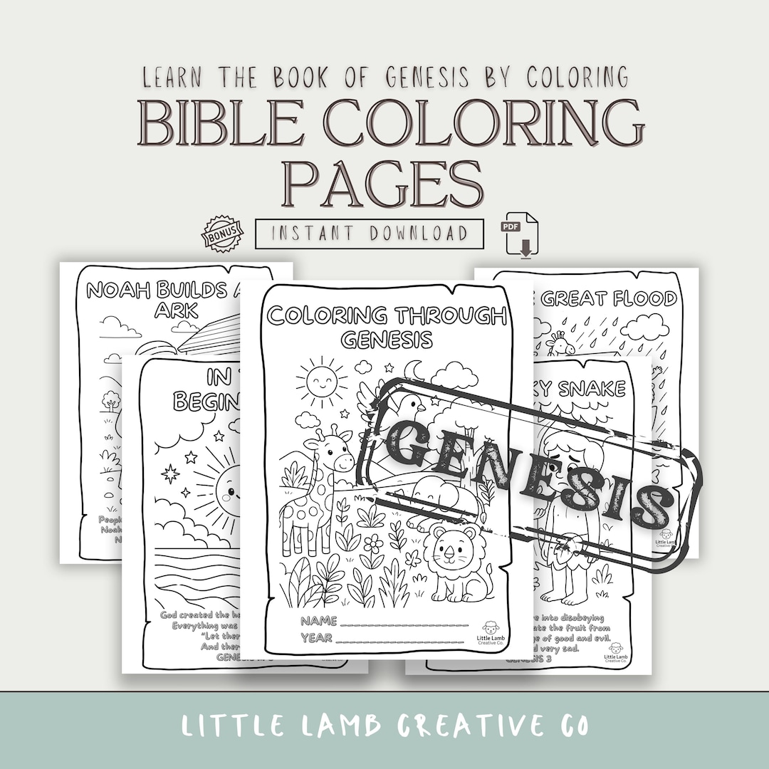 Genesis Bible Story Coloring Book for Kids & Adults, Christian ...