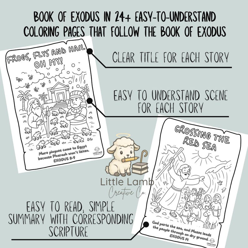 Exodus Bible Story Coloring Book PDF | Christian Coloring for Kids ...
