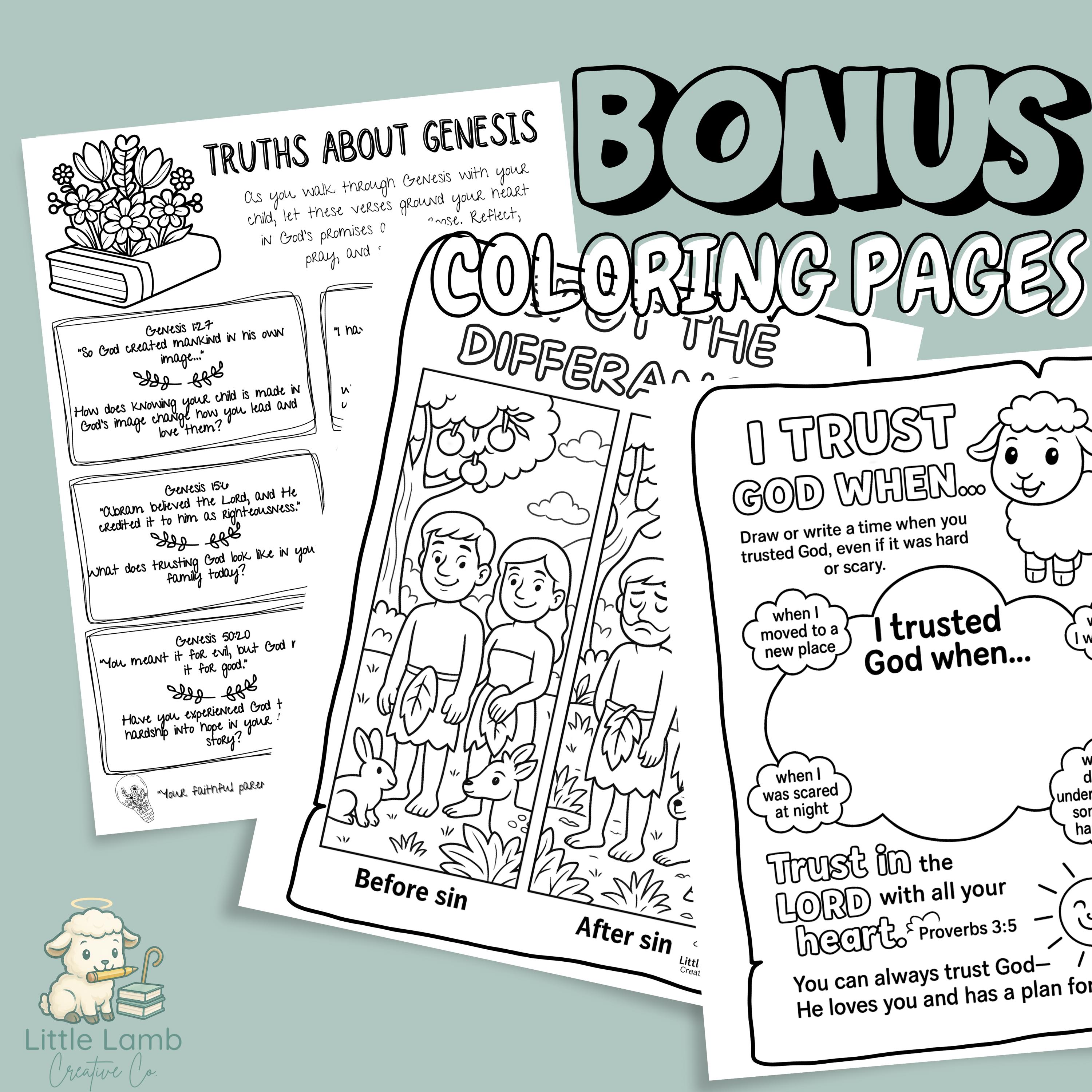 Genesis Bible Story Coloring Book for Kids & Adults, Christian ...