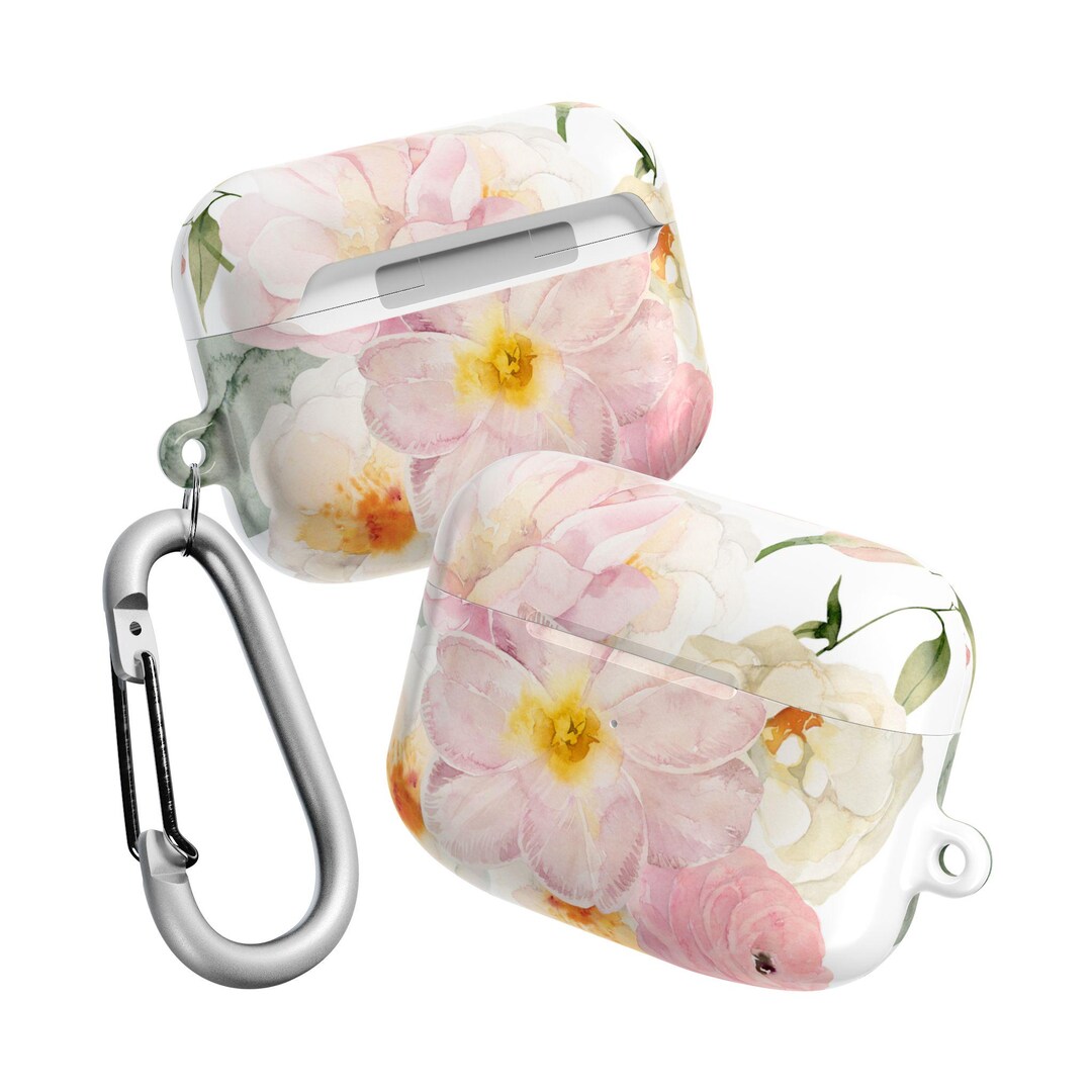 Watercolor Floral Airpods Case | Pink & White Flower Design for Airpods ...