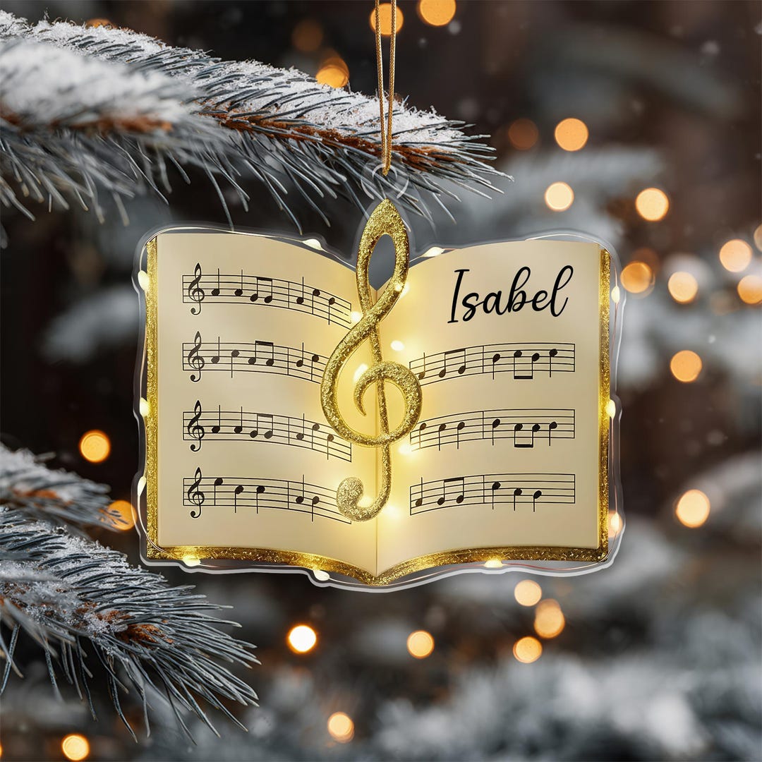 Sheet Music Custom Name Acrylic Ornaments, Musical Notes Ornaments ...