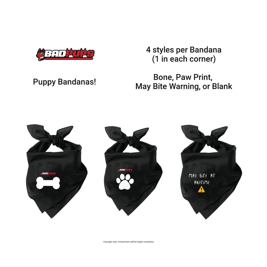 4-in-1 Puppy Play Multi-corner Design Bandana (black) - Badpups - Etsy