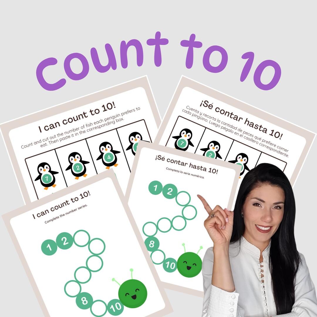 Count to 10 Math PRINTABLE PDF (english/spanish) - Etsy