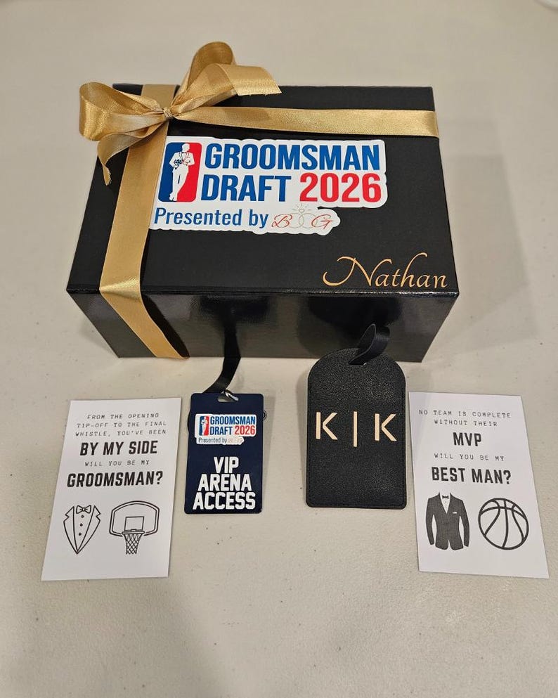 Groomsmen Draft Basketball Proposal Box | Add-on “scan-to-site” QR ...