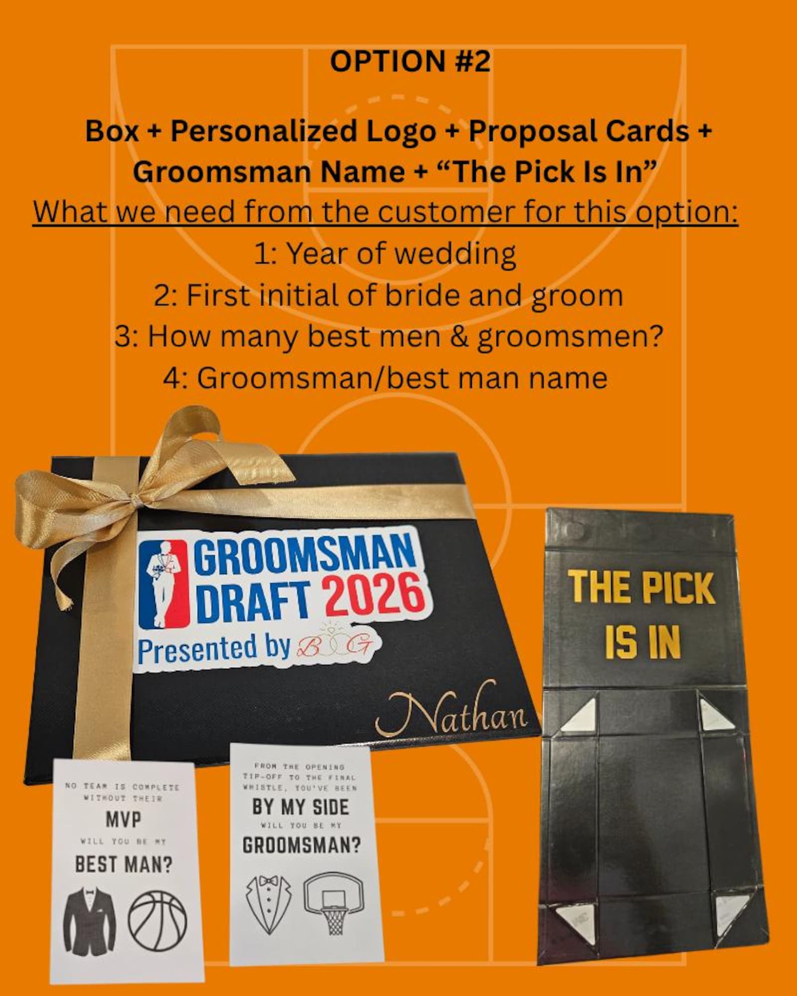 Groomsmen Draft Basketball Proposal Box | Add-on “scan-to-site” QR ...