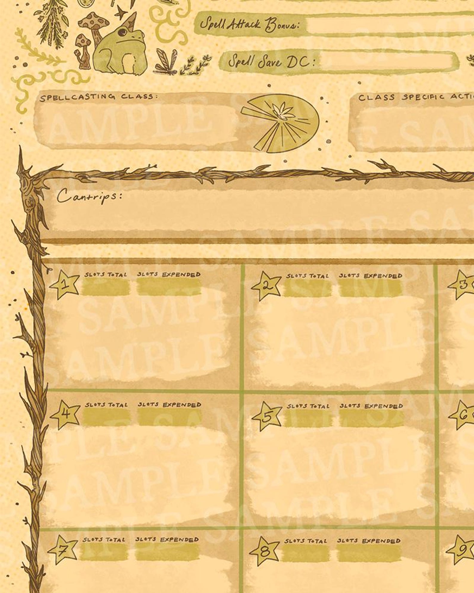 Goblincore Nature Frog Mushroom Druid DND 5E Character Sheet | Handmade ...