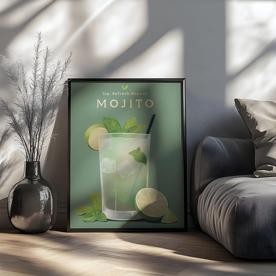 Mojito Martini Digital Poster | Sip Refresh Repeat Wall Art | 18x24 ...