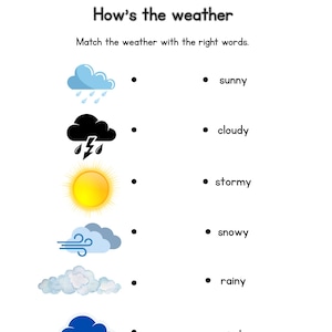 Matching Worksheets Bundle for Kids | Weather and Color Printable ...