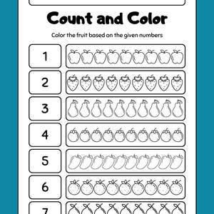 Fun Printable Counting Worksheets for Kids – Numbers 1–20, Fruits ...