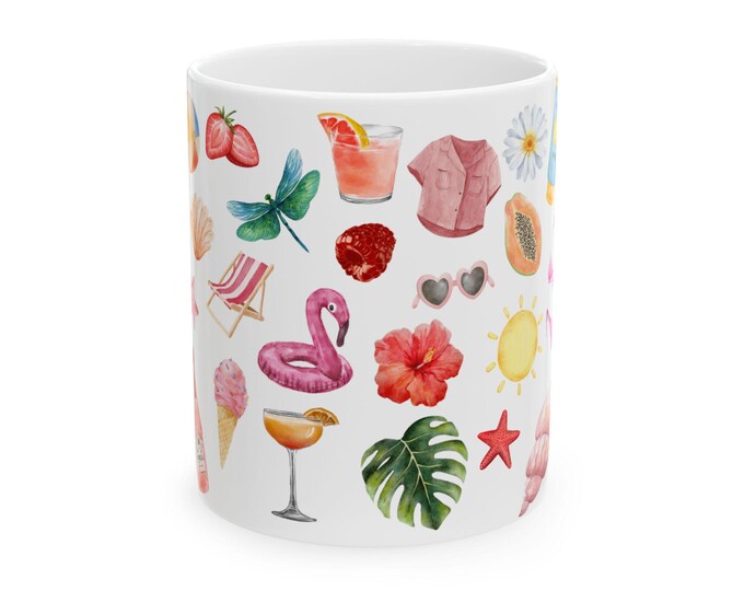 Rainbow Mug Summer Vibes Mug Abstract Cup Marble Inspired Mug Spring ...