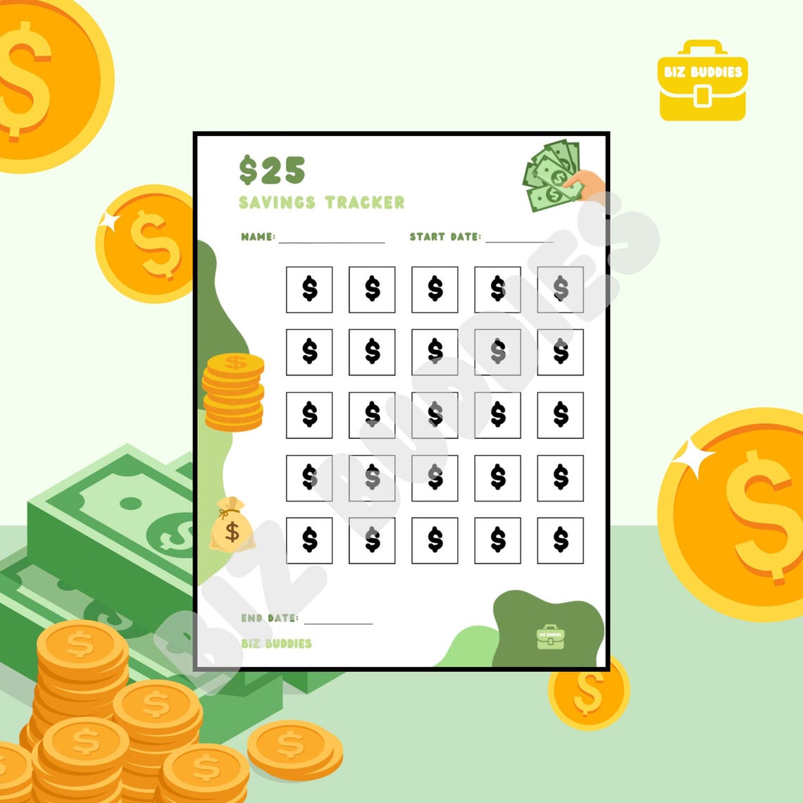 25 Dollars - Savings Tracker, Printable Worksheet for Kids Learning to ...