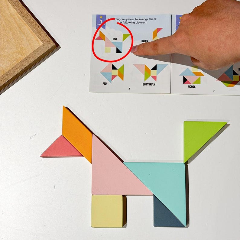 Wooden Tangram Puzzle, Brain Teaser, Toddler Learning Toy, Educational ...
