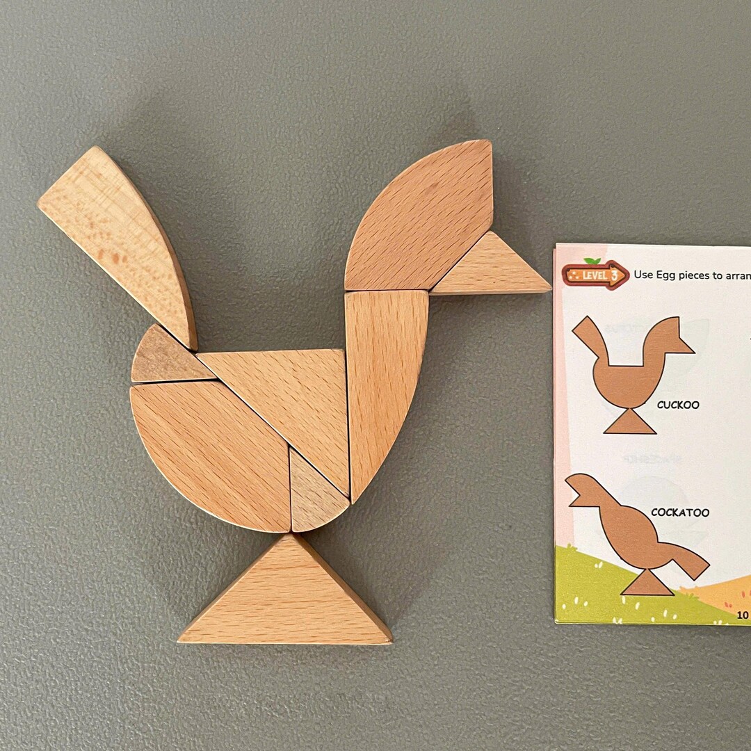 Easter Egg Tangram Puzzle, Wooden Brain Teaser Puzzle, Puzzle Game for ...