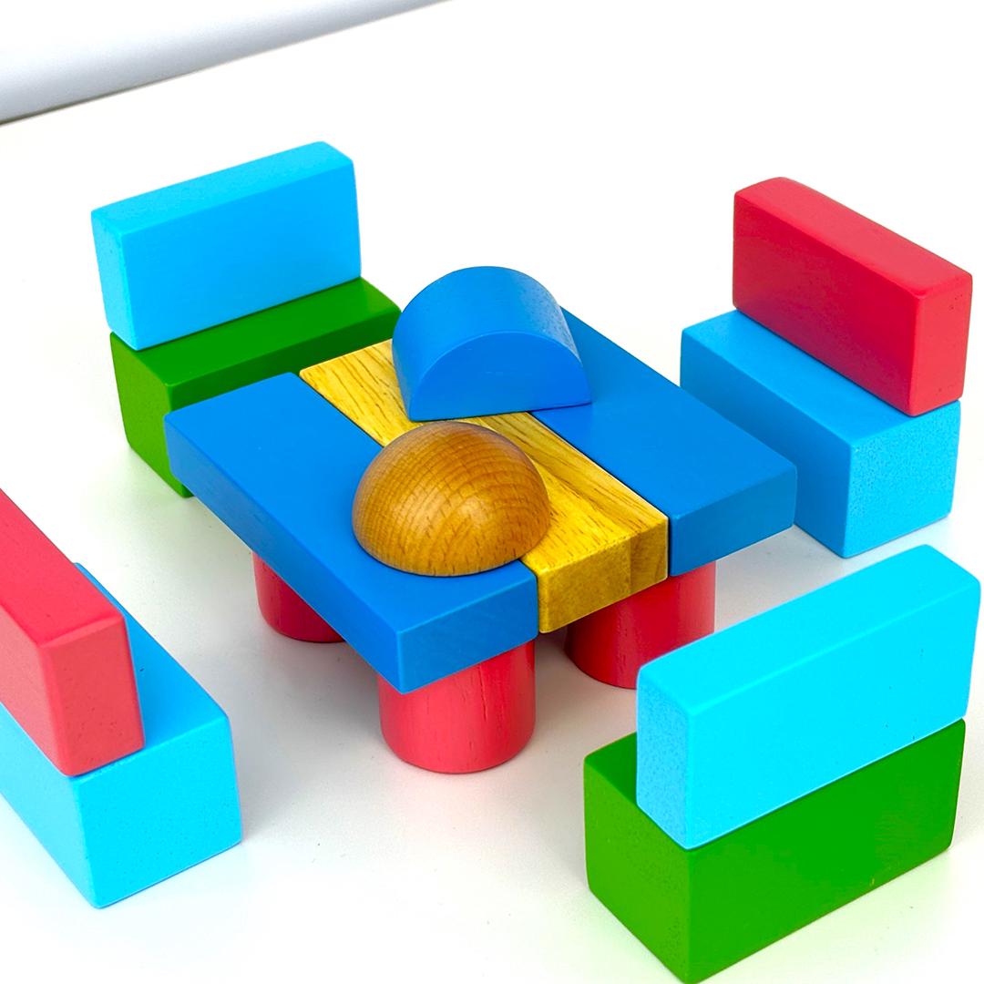 Wooden Building Blocks Set 63 Pcs, Preschool Toy, Educational Waldorf ...