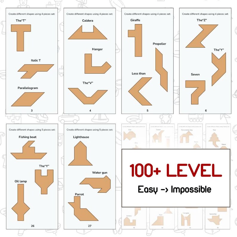 Challenging Tangram Puzzle Set - TF Puzzle, Perfect Mind-stimulating ...