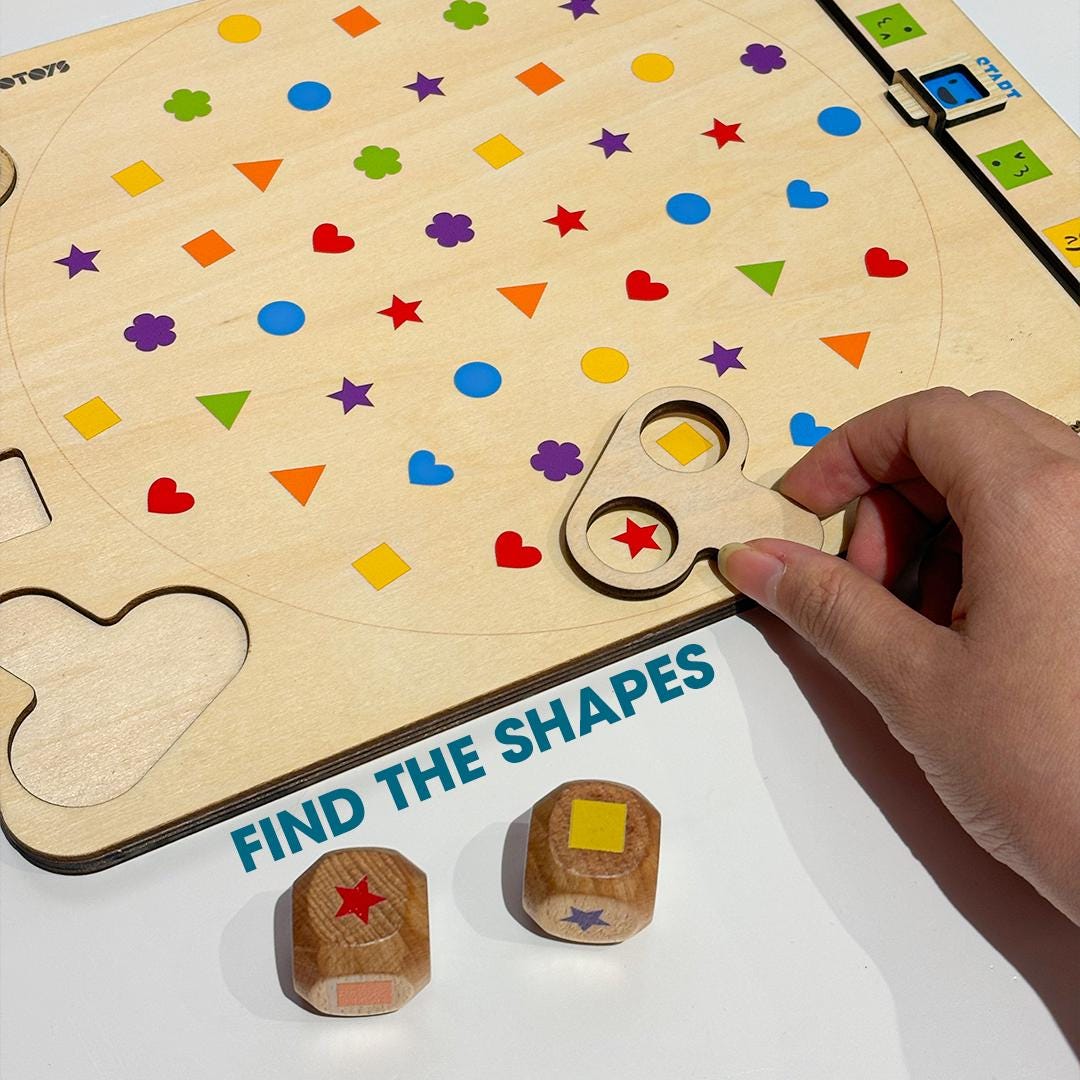 Shape Matching Game, Color Matching Activity, Wooden Toy, Educational ...