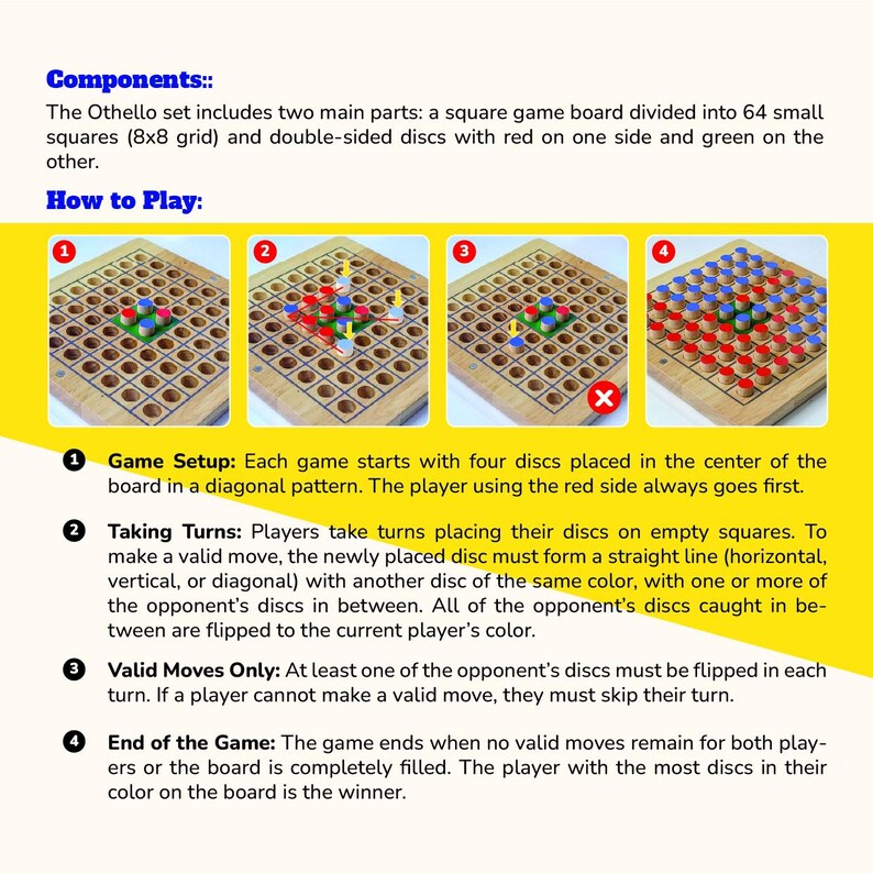 Othello Board Game, Reversi Puzzle Brain Teaser, Strategy Wooden Board ...