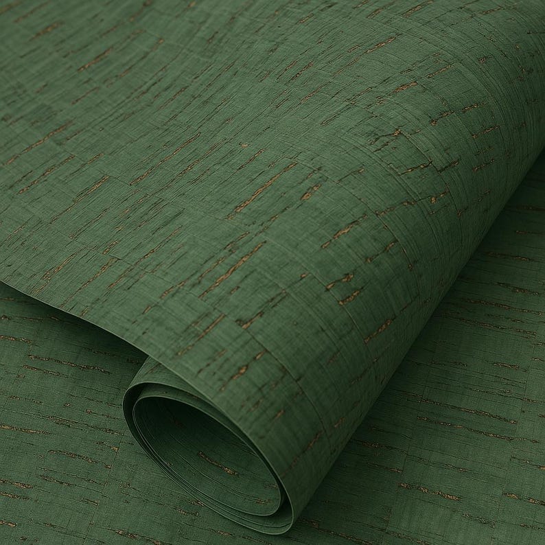 Moss Green Cork Wallpaper With Delicate Texture - Earthy and ...