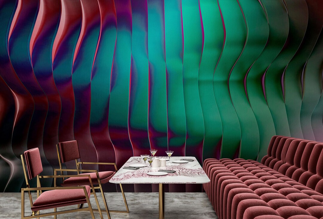 Custom-sized Designer Wallpaper: Premium Quality Vibrant 3D Wavy Ripple ...