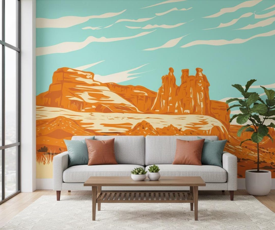 Desert Vista Mural: Southwestern Landscape Wall Decor (priced per ...