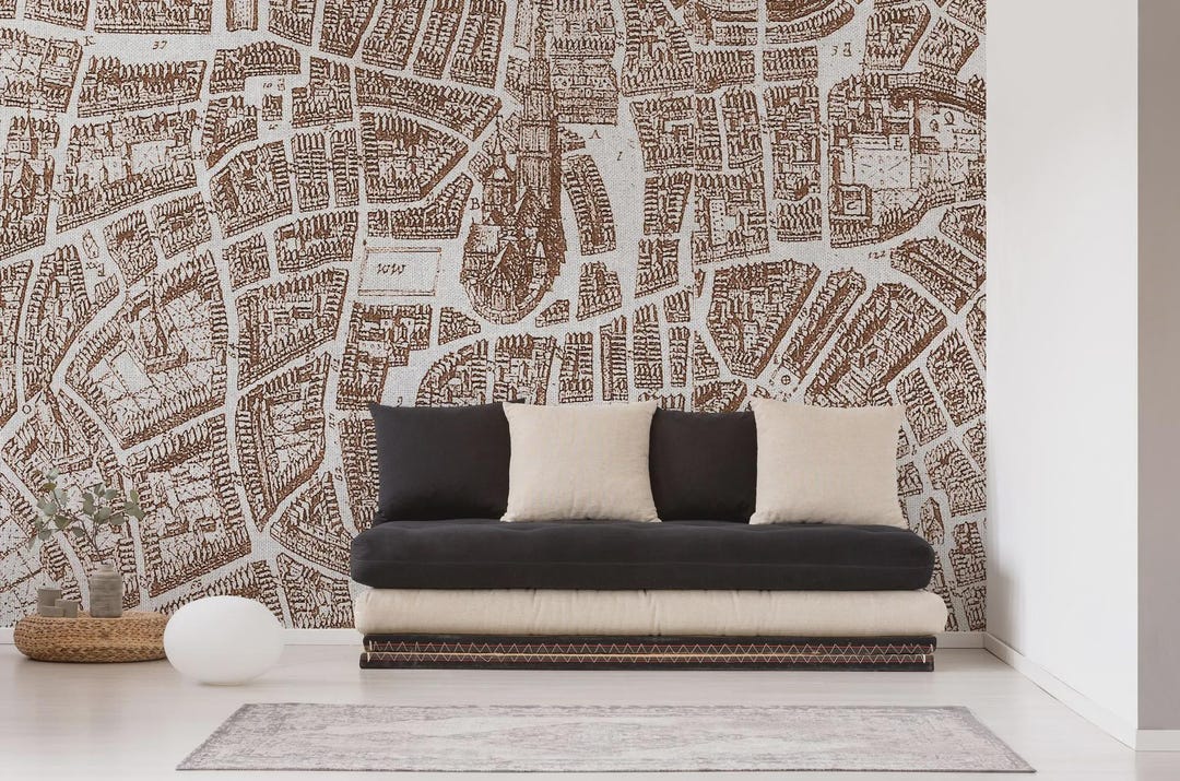 Vintage City Map Mural: Custom Urban Wall Decor - Etsy