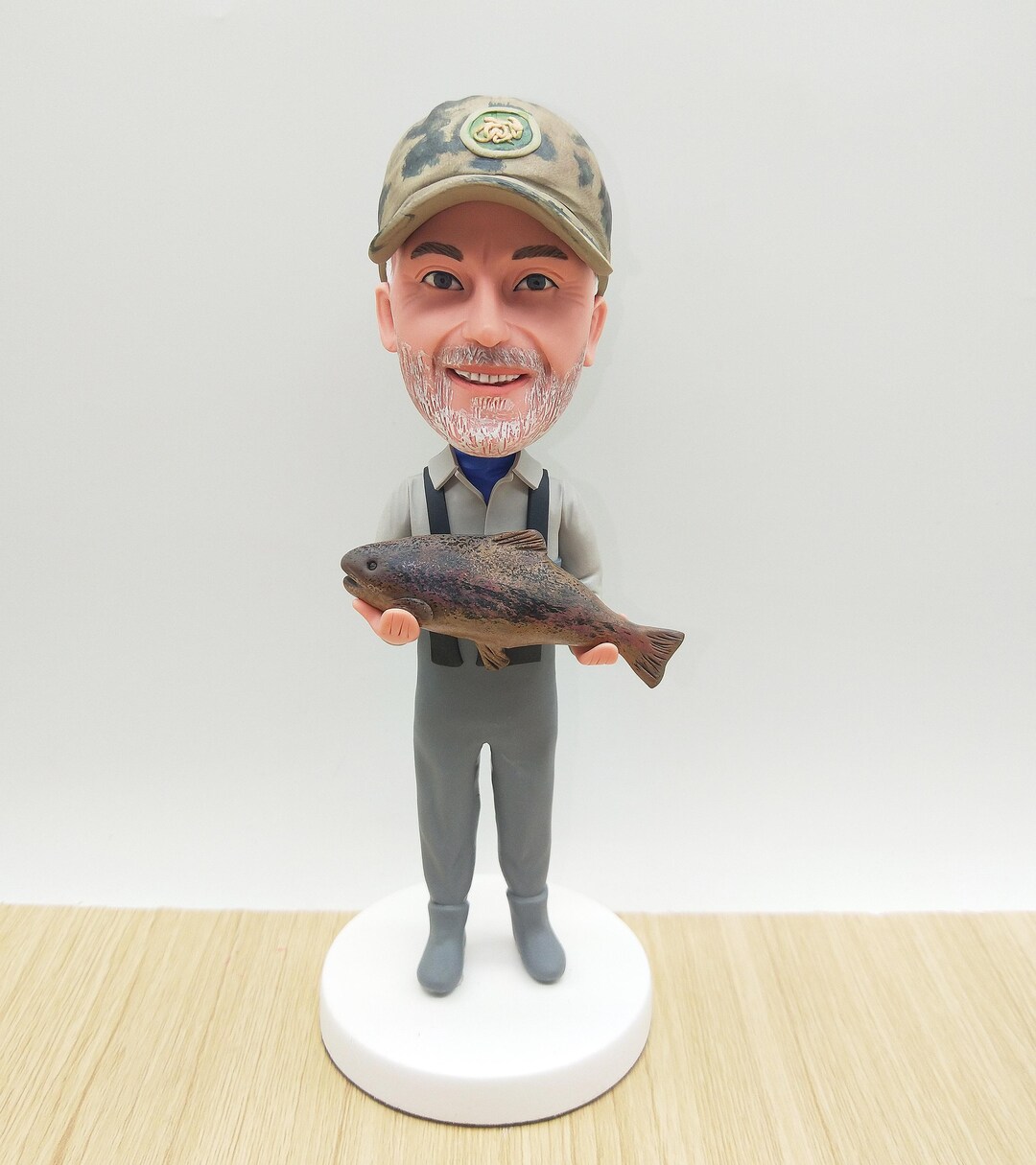 Custom Fisherman Bobblehead: Hand-painted Resin Fishing Sculpture - Etsy