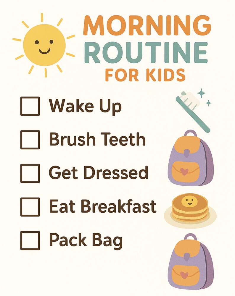 Morning Routine for Kids – Printable Chart With Cute Illustrations ...