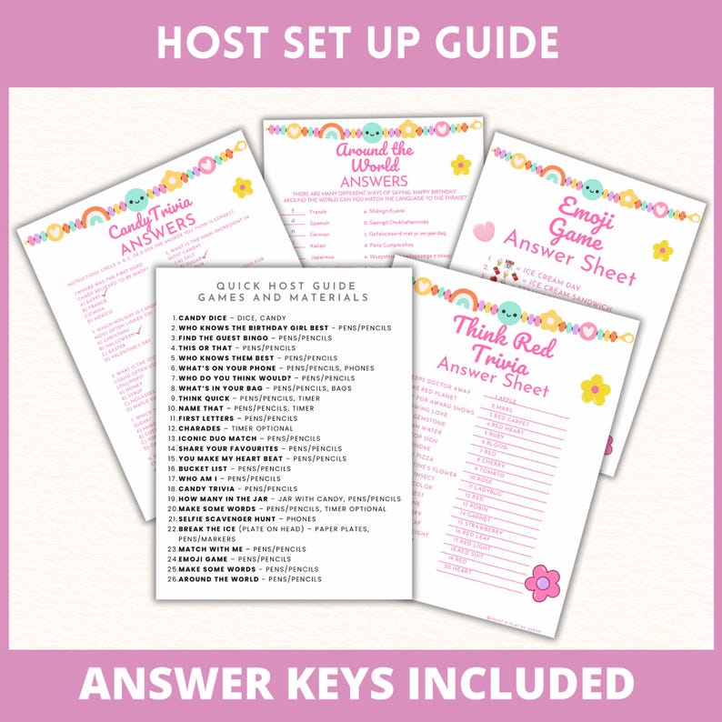 26 Printable Party Games Bundle- Friendship Bracelet Themed | Birthday ...